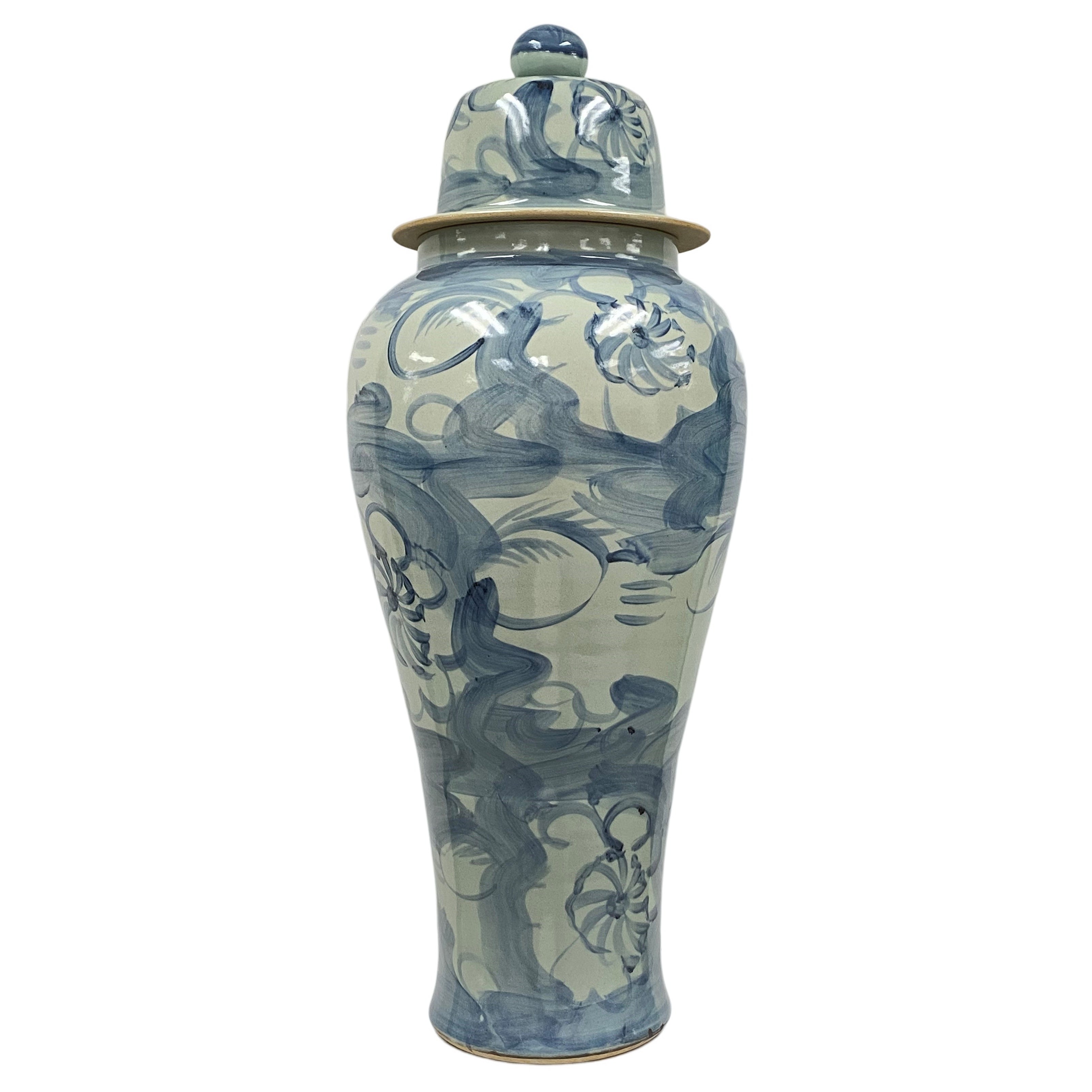 Blue and White Porcelain Jar 41" | Winward Home