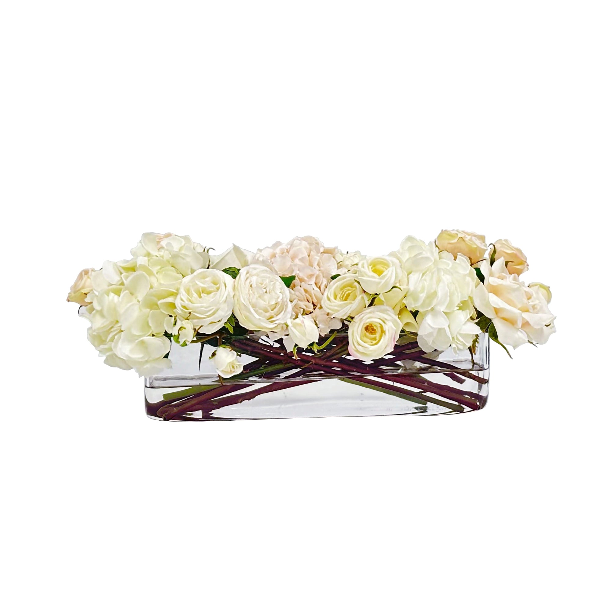 Real Touch Faux Mix Floral in Rectangular Vase 22" wide Floral Decor ...