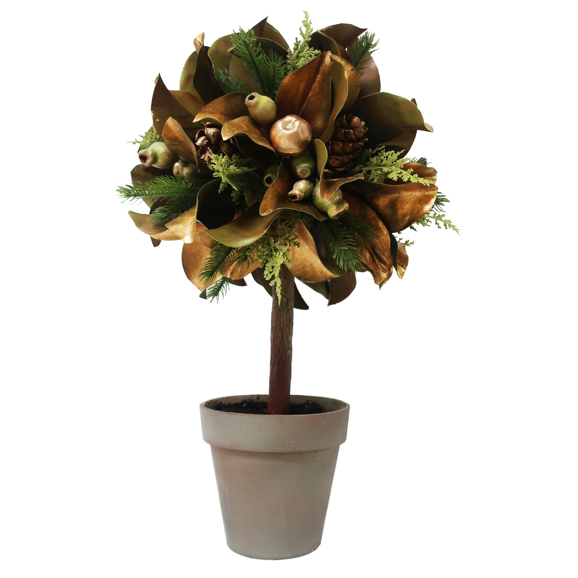 Luxury Handcrafted Magnolia Leaf in Pot 26" Gold/Green Holiday Decor ...