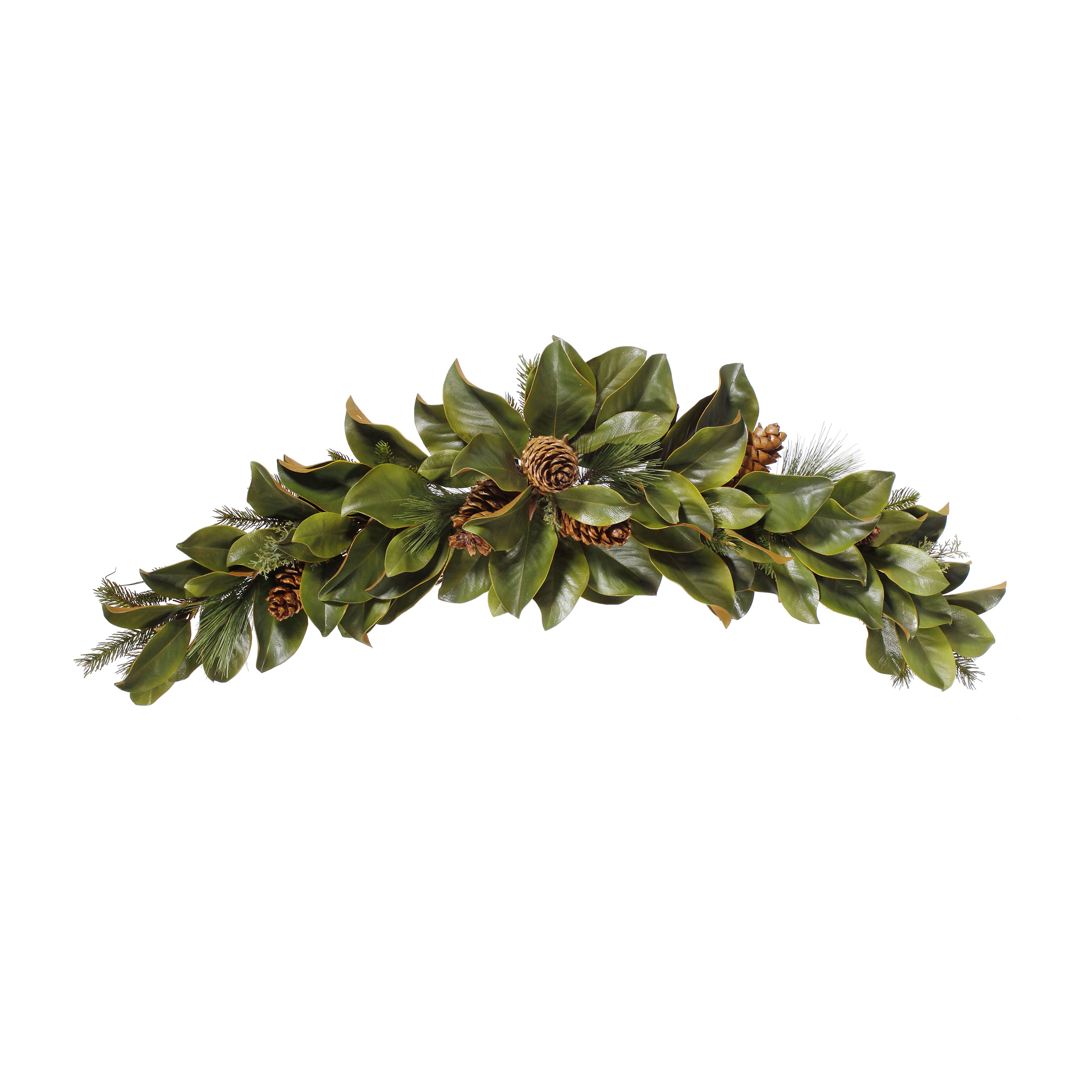 Magnolia Leaf Swag 48", Hand-Crafted Faux Holiday Swag, Seasonal Decor ...