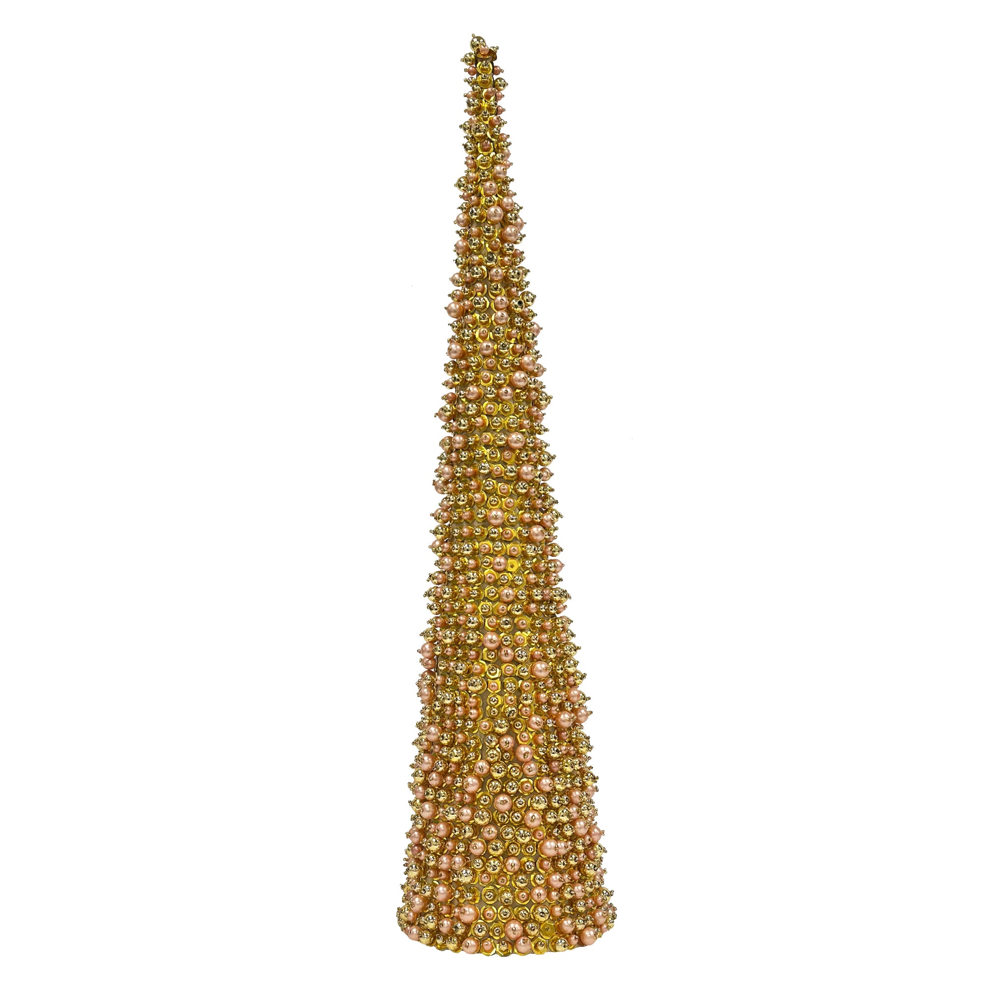 Slim Beaded Tree 28" Tall, Gold | Luxury Christmas Table Decor ...